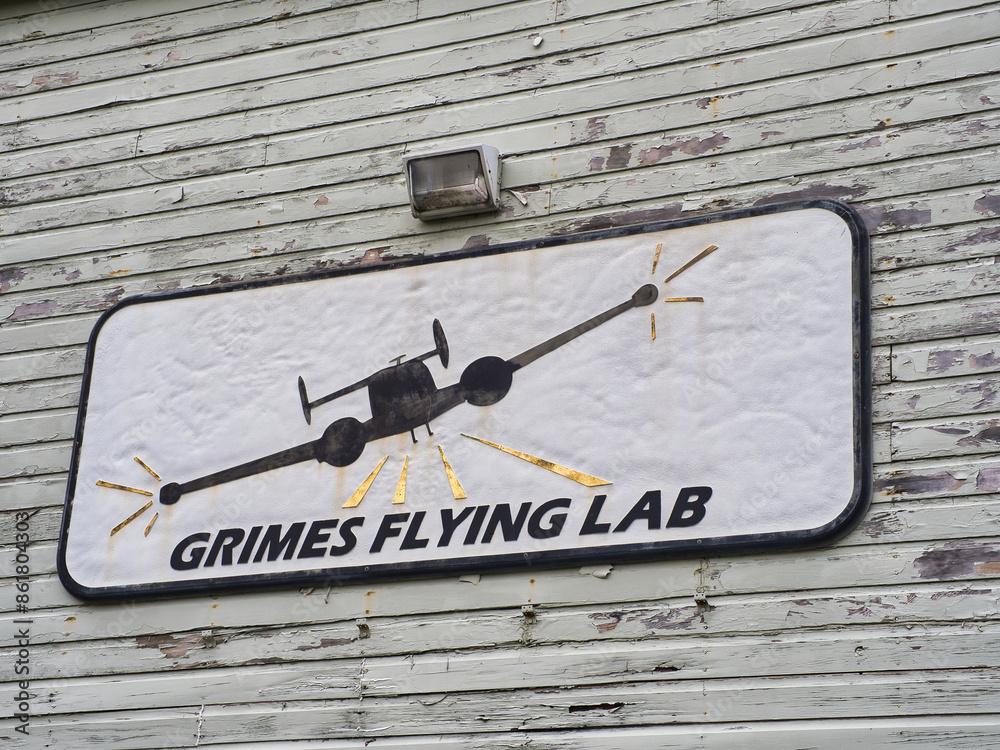 Sign for Grimes Flying Labs at Grimes Field in Urbana Ohio USA 2024 ...