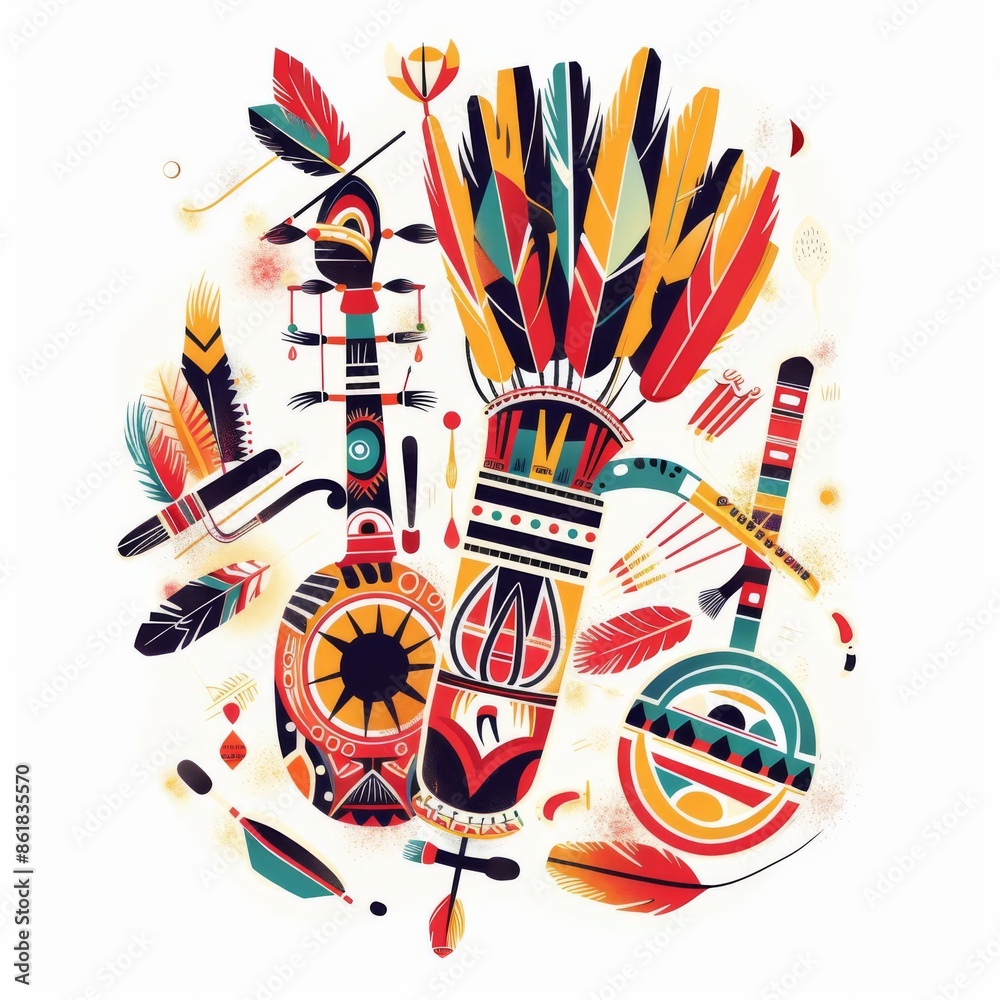 Eyecatching pop art concept with traditional Indigenous musical ...