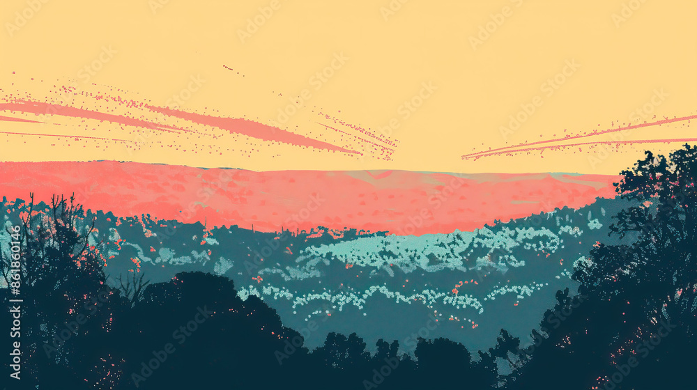 Risograph riso print national park poster illustration of Cuyahoga ...