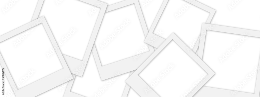 Polaroid frame mockup rectangle, square collection. Blank frame border ...