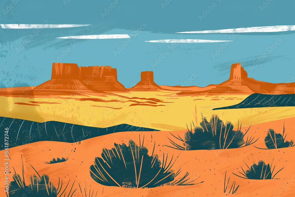 Risograph riso print national park poster illustration of Petrified ...