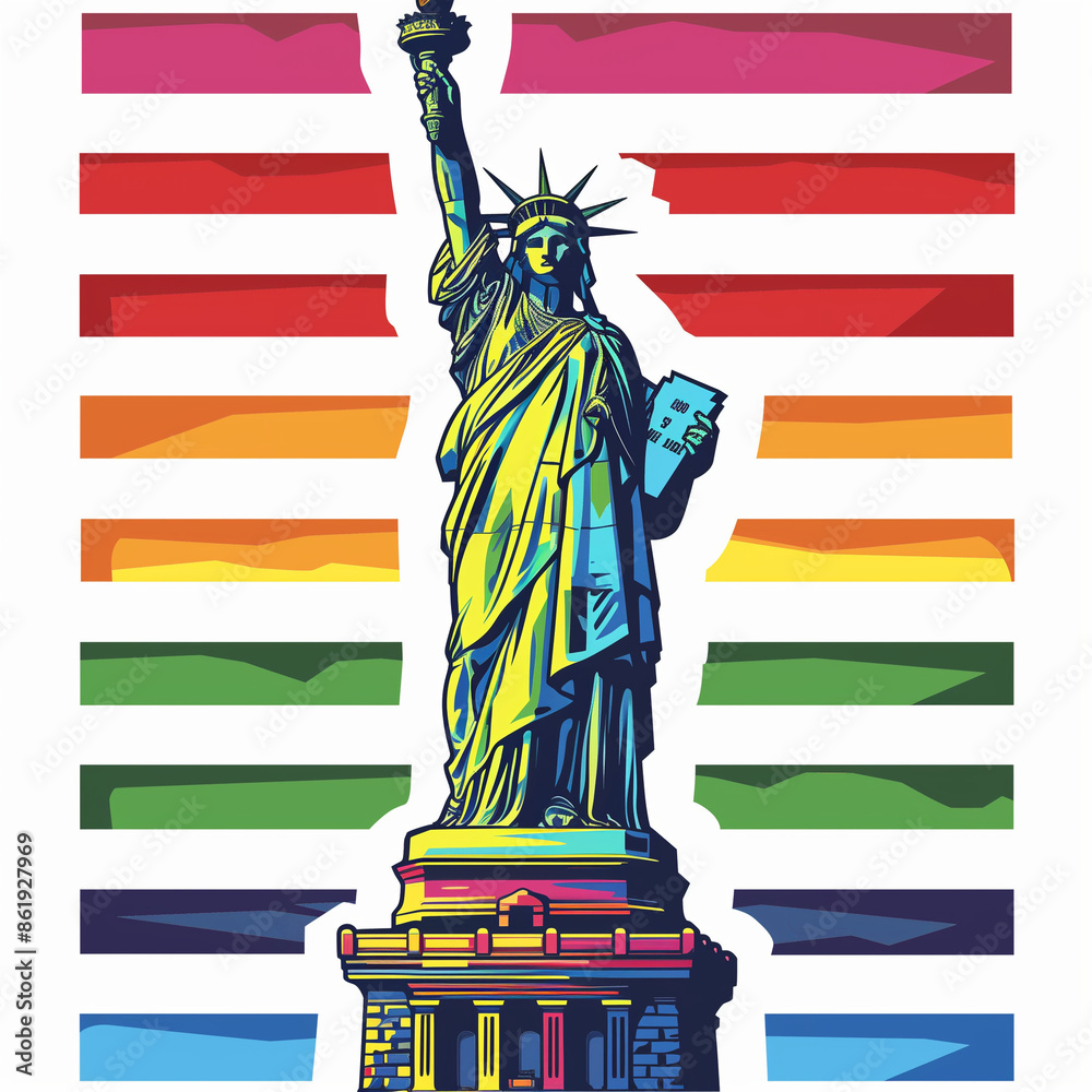 rainbow LGBTQ Statue of liberty clip art with USA flag, independence ...