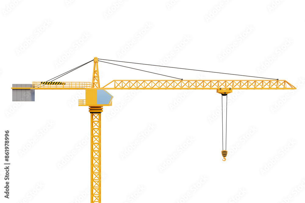 3D illustration tower crane construction industry separated from the ...