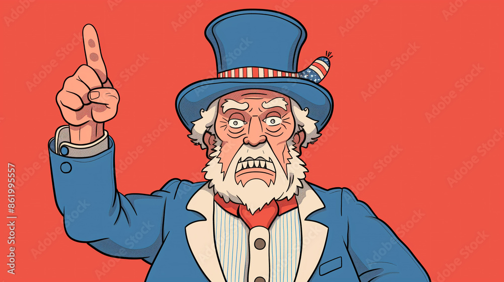 Patriotic Uncle Sam Independence Day Banner with Fireworks and American ...