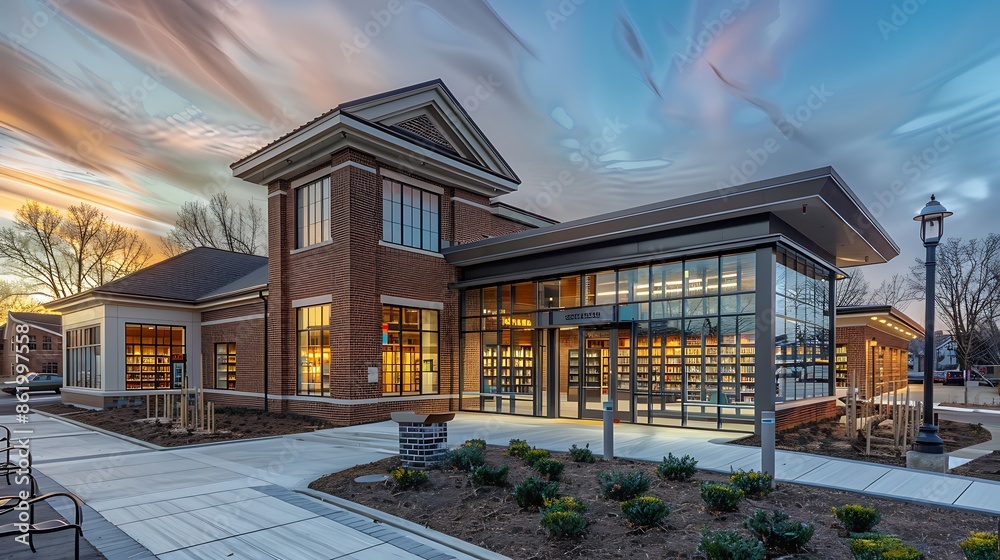 community library with a traditional brick design, updated with energy ...