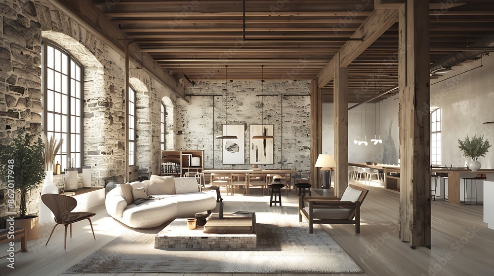 historic mill converted into modern lofts, where the original stone ...