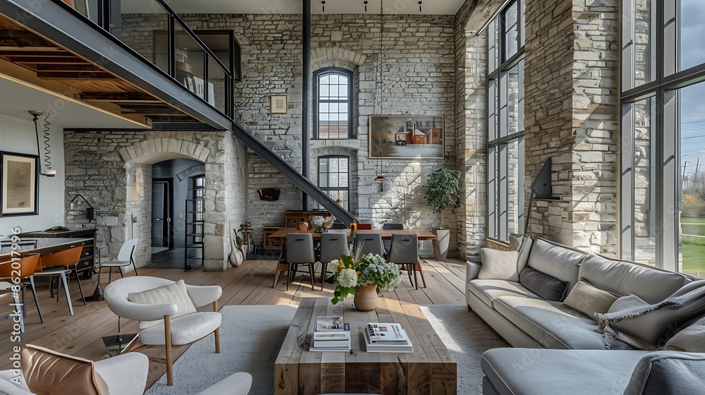 historic mill converted into modern lofts, where the original stone ...