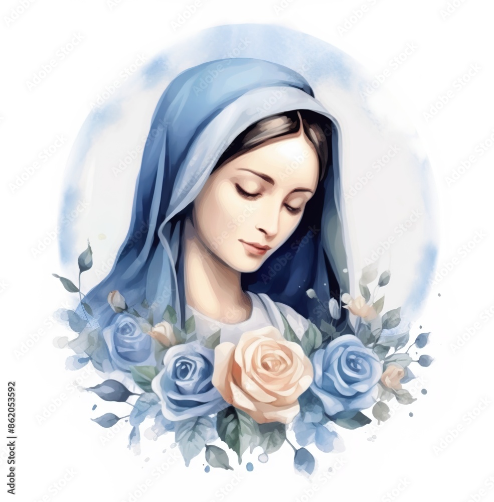 Ilustración de Stock A beautiful watercolor clipart of the mother Mary ...