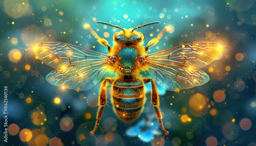 Ethereal Watercolor Bee Art with Transparent Wings High Resolution ...