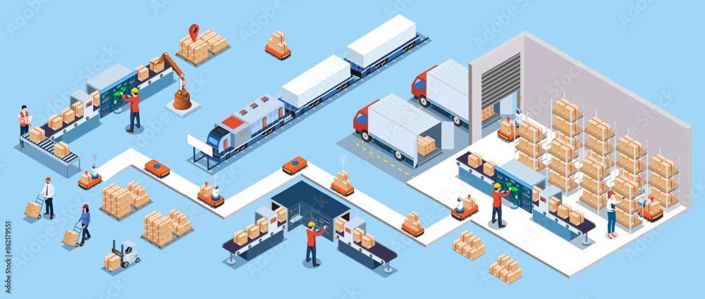 Automated warehouse robotic and autonomous robot transportation service concept with Automated ...
