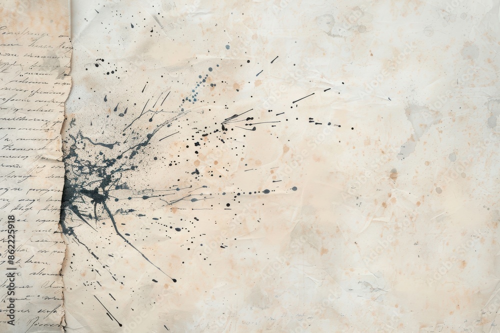 Vintage paper with ink splatters and old handwriting, creating an ...