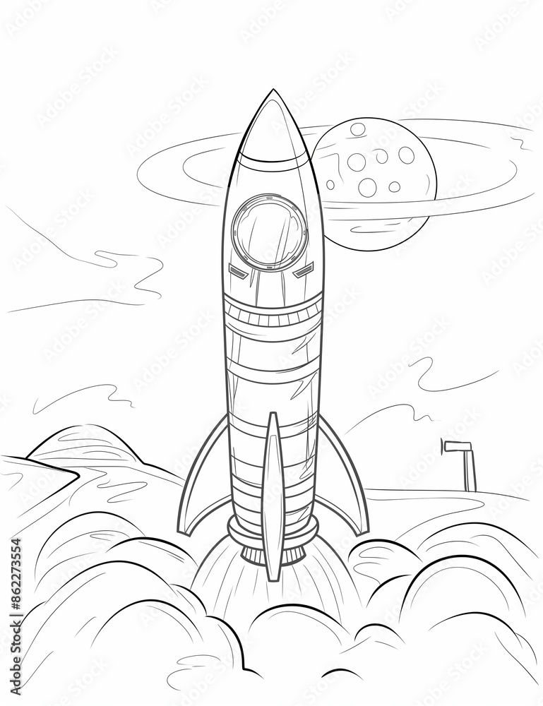 Space rocket - Printable Transportation Line Art: Black and White ...