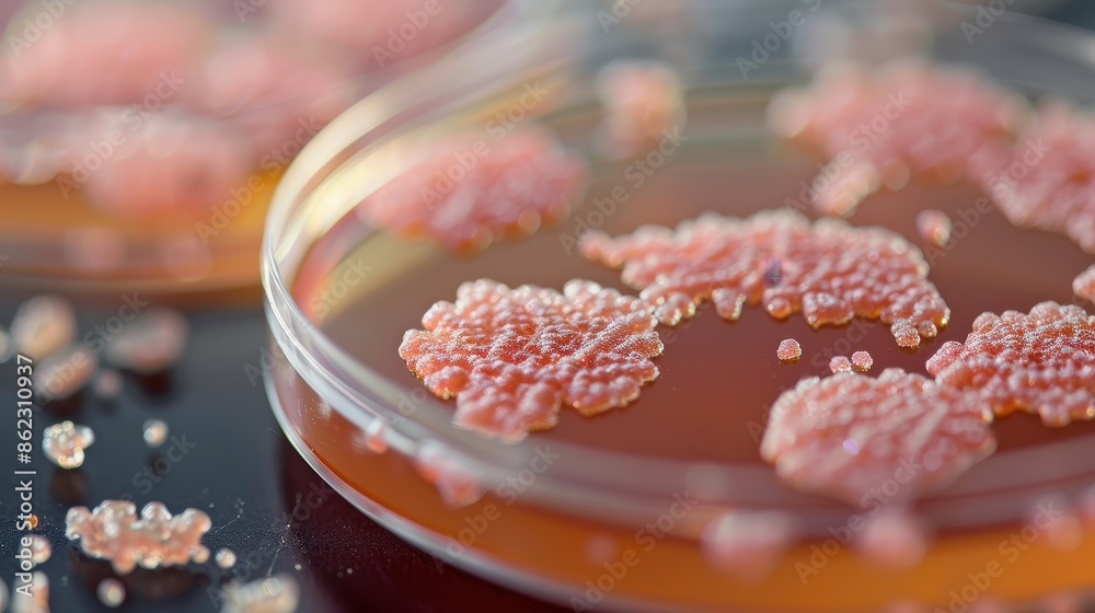Detailed image of bacterial colonies on an agar plate, showcasing ...