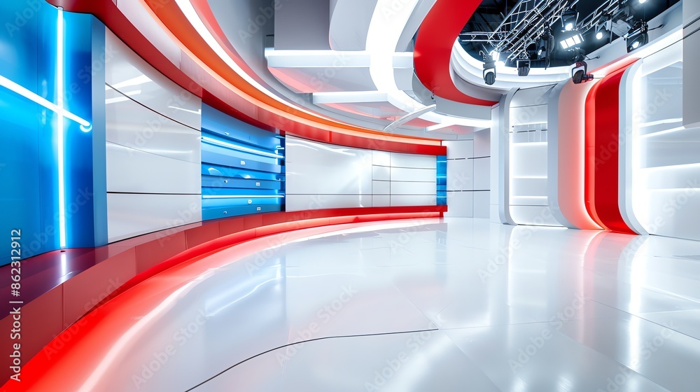 background studio television modern green screen, a photo of a bright ...