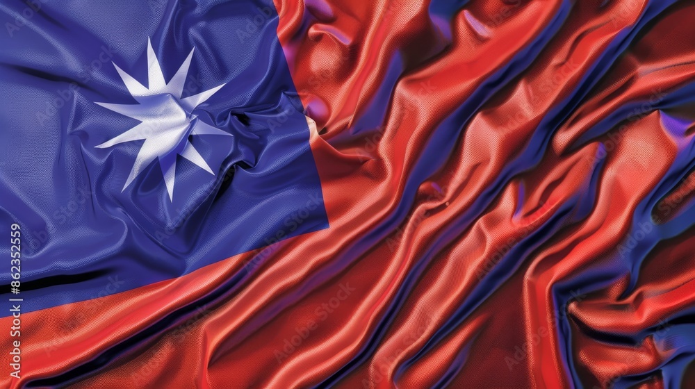Detailed 3D Image of Taiwan National FlagRealistic Texture and Vibrant ...
