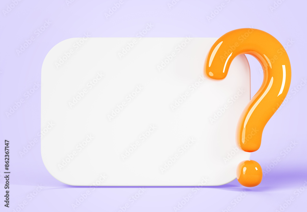 3d white board with question mark icon on purple background render ...
