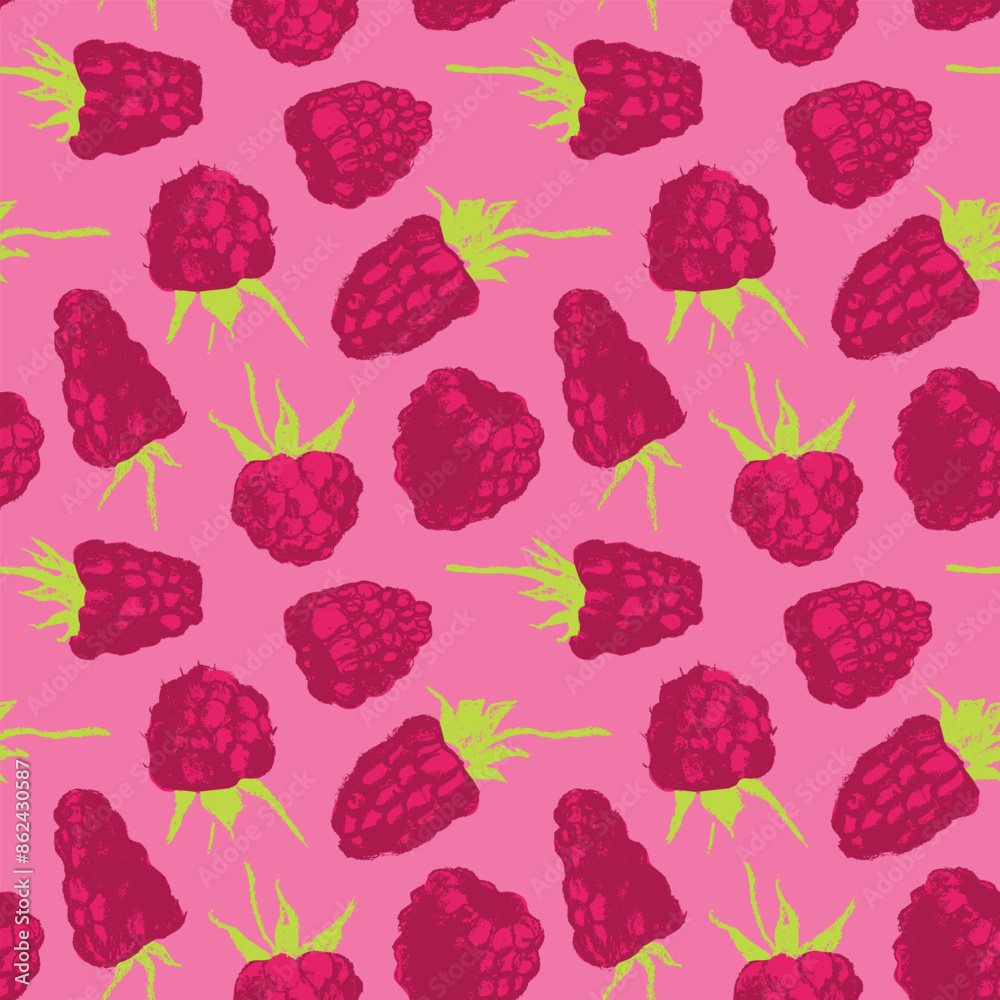 Raspberry pattern seamless, raspberries illustration, hand-drawn vector ...