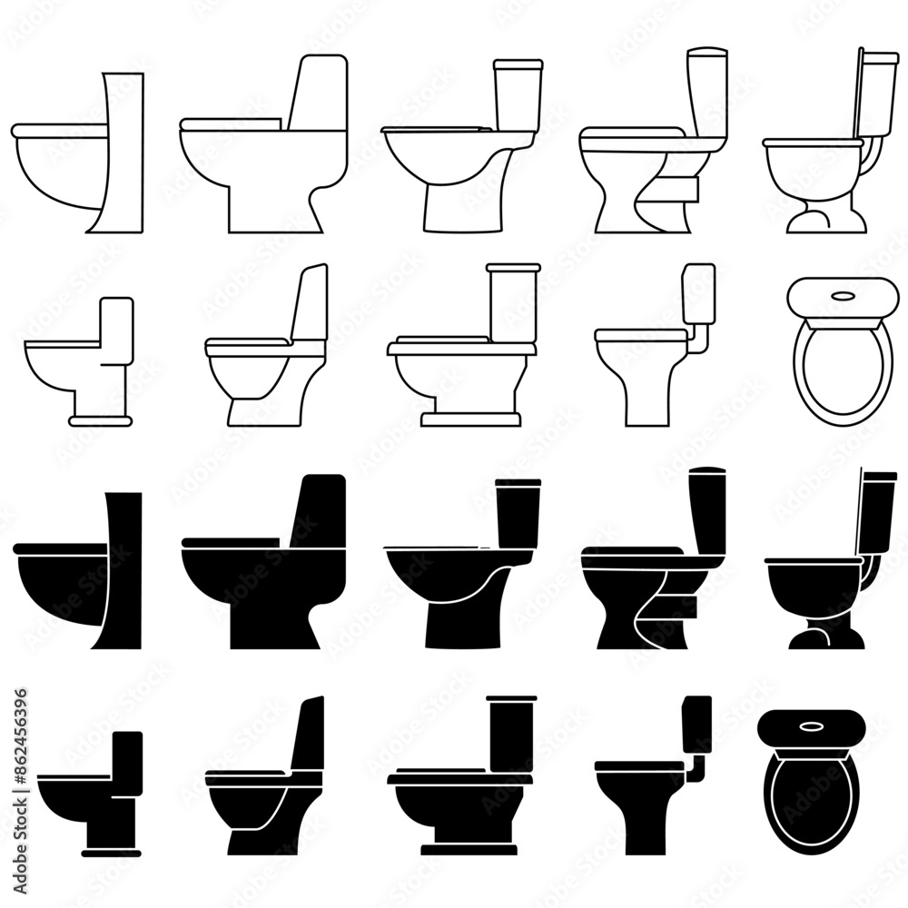 Toilet icon vector set. WC illustration sign collection. Bathroom ...