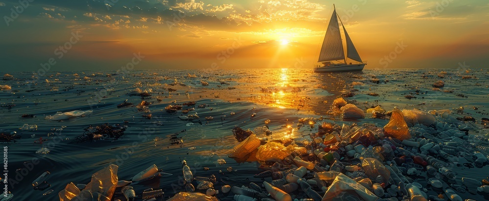 Stock-Foto „Our oceans, once a testament to the earth's natural beauty ...
