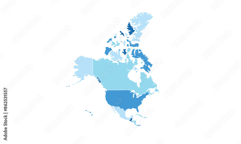 Map of north america isolated modern colorful style. for website ...