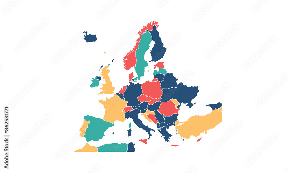 Map of Europe isolated modern colorful style. for website layouts ...