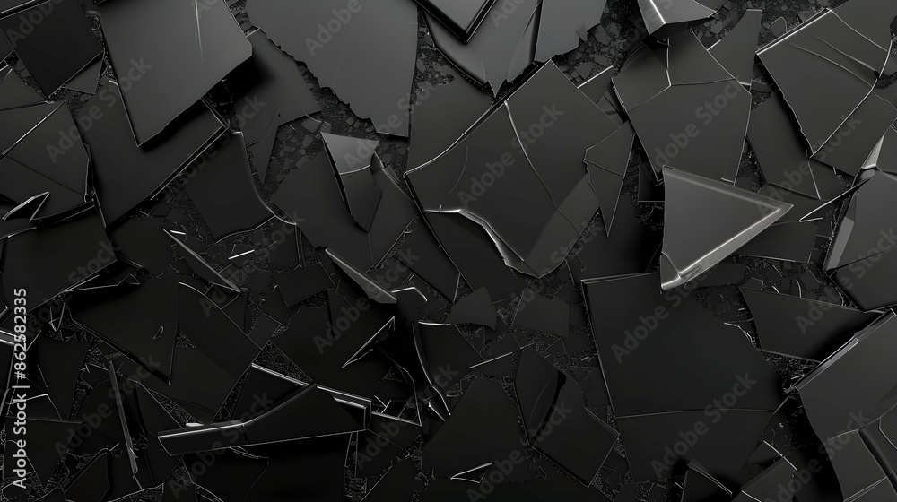 Abstract black broken glass background. Texture broken shattered black ...