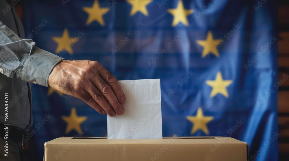 European Union elections concept image background , ballot box with EU ...