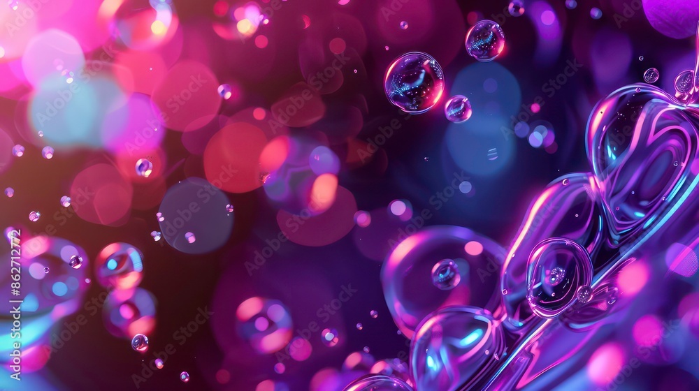 Liquid metal bubbles abstract background with soft neon colors - Wave ...