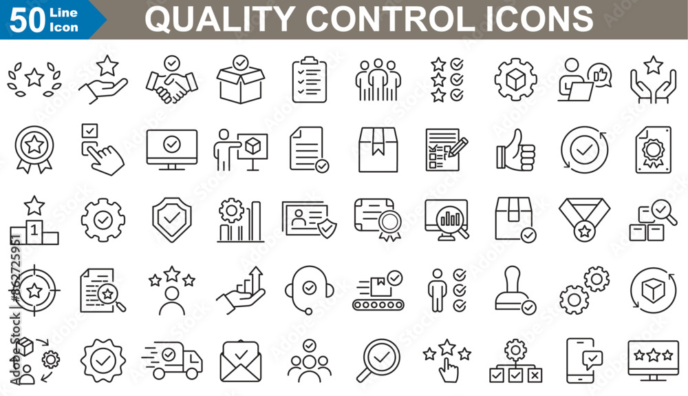 Quality control web icons set vector Illustration. thin line icons ...