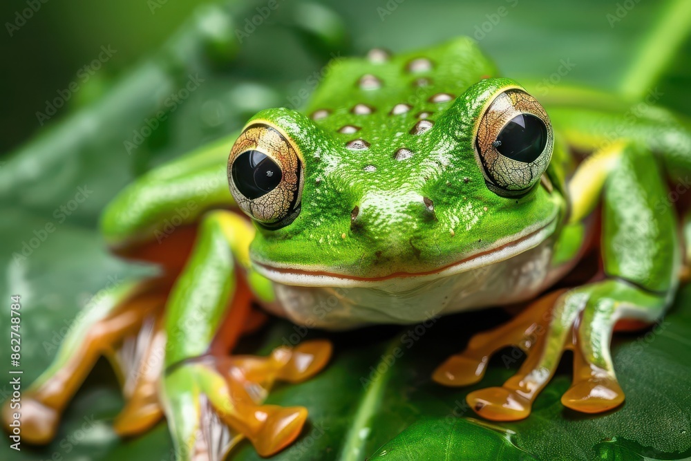 vibrant green tree frog macro photography textured skin details ...