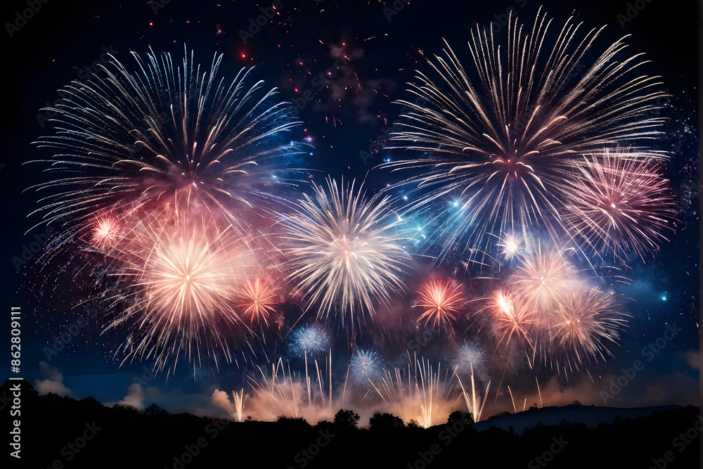 firework background. Carefully layered and grouped for easy editing ...