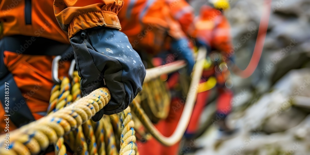 Using Ropes for High-Altitude Rescues in Emergency Situations. Concept ...