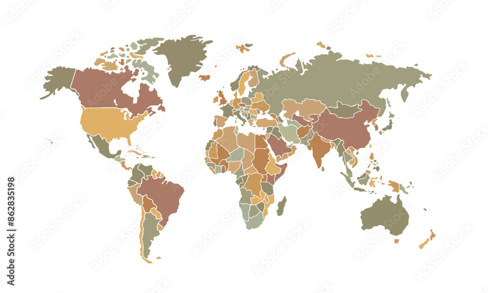 Map of world isolated modern colorful style. for website layouts ...