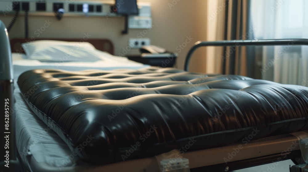 Material texture of an air mattress designed to reduce pressure and ...