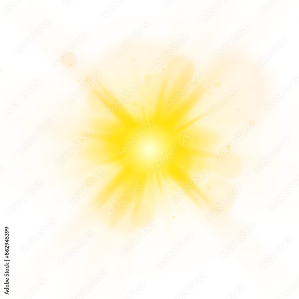 Sun light with glare. Golden flash png. Sun rays png. Vector ...