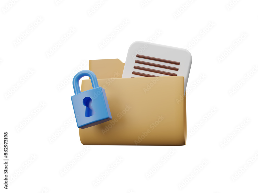 Lock folder icon isolated on transparent background, Data files ...