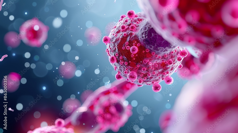 Intricate depiction of breast cancer cells, scientific visual with high ...