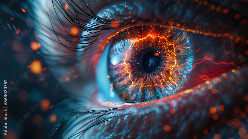 Eye health visualization Individual cataracts glowing depiction of the ...