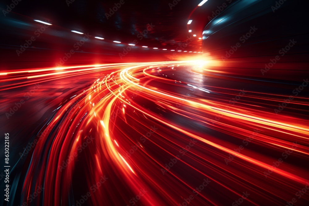 Abstract red lines depict the speed of the road in red. Red light ...