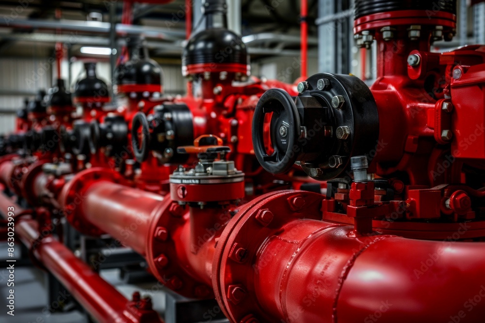 Fire Pump. Industrial fire pump station. Automatic fire extinguishing ...