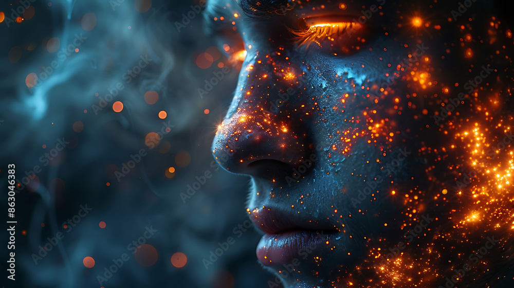 Skin health visualization Individual eczema glowing depiction of skin ...