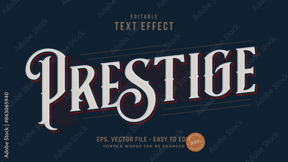 Prestige text, victorian style editable text effect Stock Vector | Adobe Stock