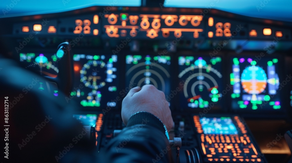 Pilot using a holographic interface to complete preflight checks ...