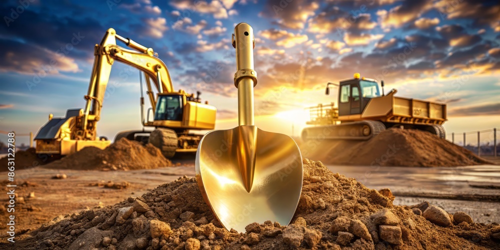 A golden shovel sinks into the earth, symbolizing a new beginning ...