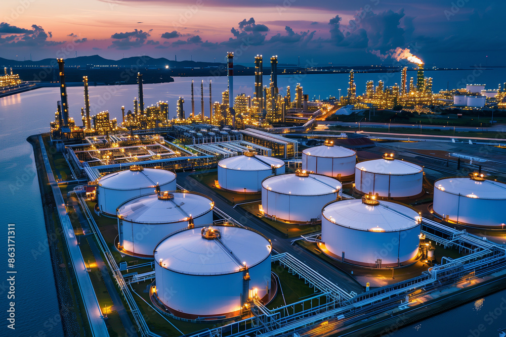 Aerial view oil and gas terminal storage tank farm,Tank farm storage ...