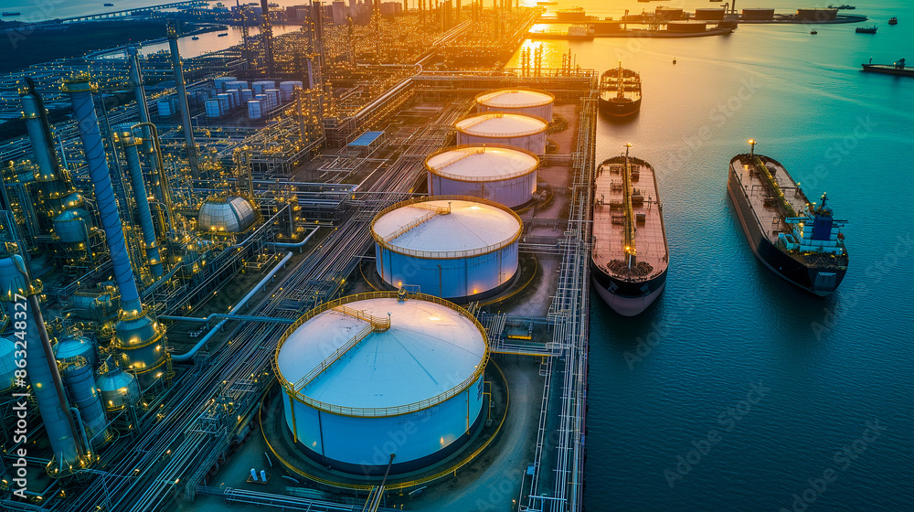 Foto de Stock Sustainable Futuristic Refinery. Smart Factory ...