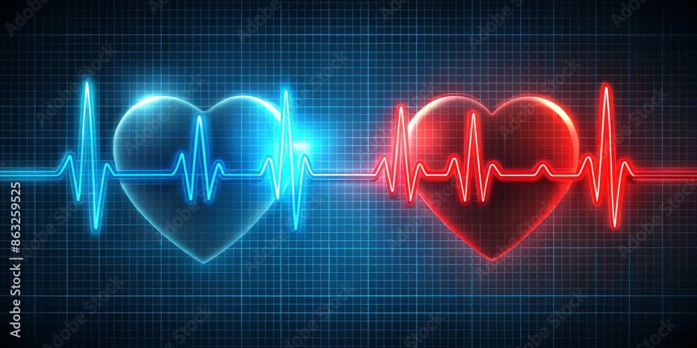 Illustration comparing healthy heart rhythm to atrial fibrillation ...
