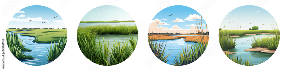 Marshes clipart collection, symbol, logos, icons isolated on ...