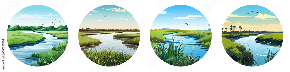 Marshes clipart collection, symbol, logos, icons isolated on ...