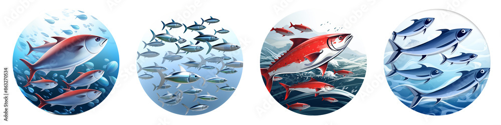Overfishing clipart collection, symbol, logos, icons isolated on ...